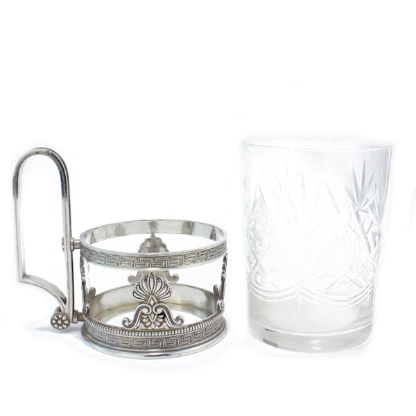 Faberge Silver Tea Glass Holder Moscow C1900